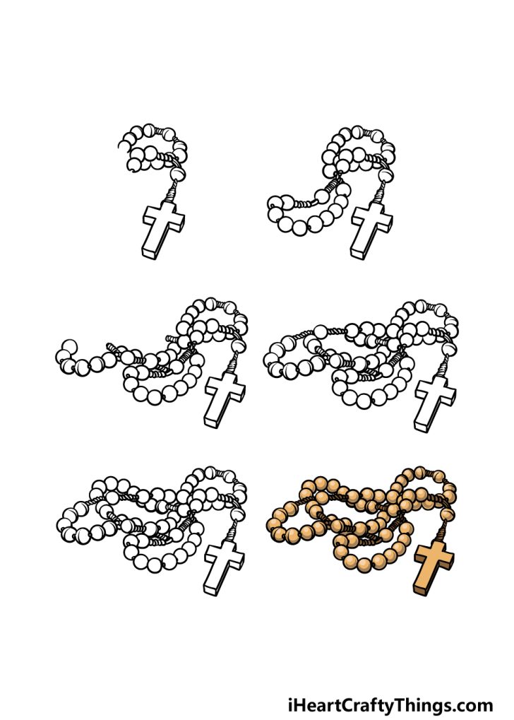 Rosary Drawing - How To Draw A Rosary Step By Step