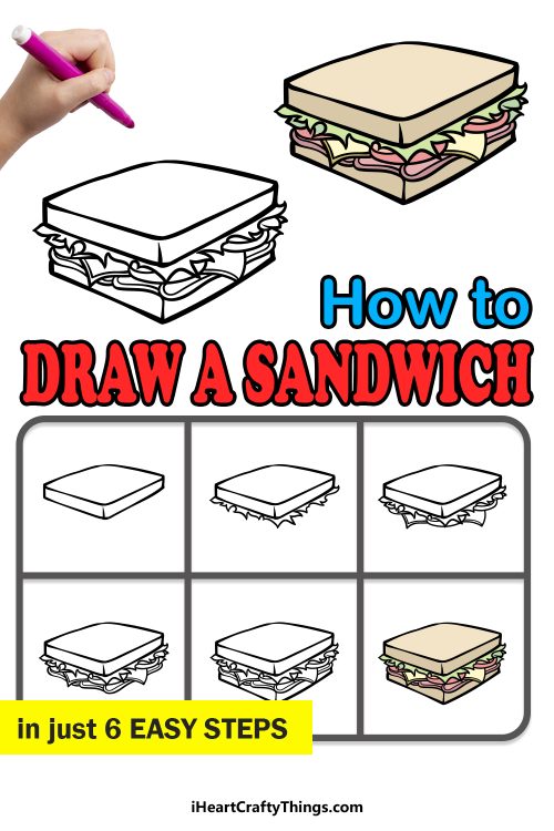Sandwich Drawing - How To Draw A Sandwich Step By Step