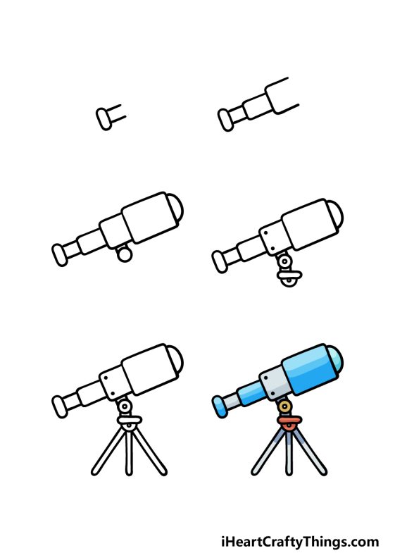 Telescope Drawing - How To Draw A Telescope Step By Step