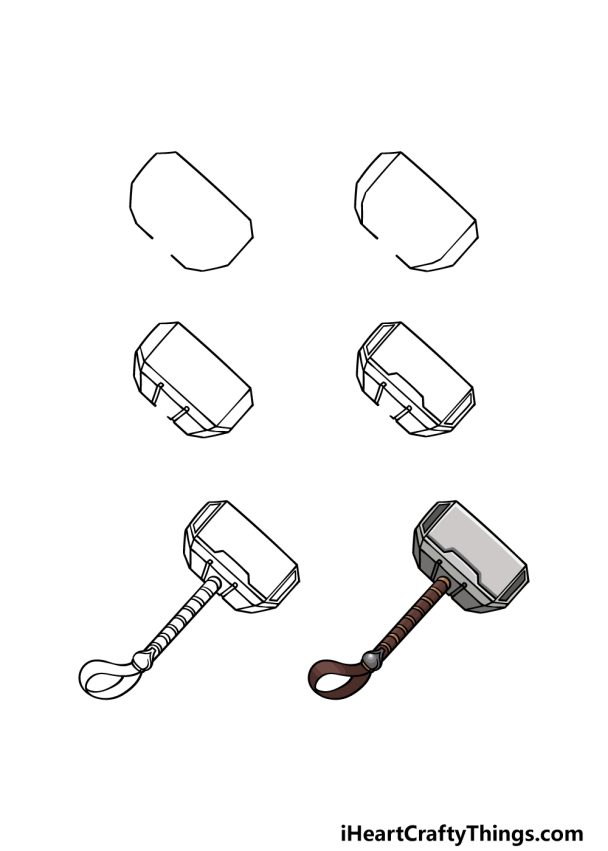Thor's Hammer Drawing - How To Draw Thor’s Hammer Step By Step