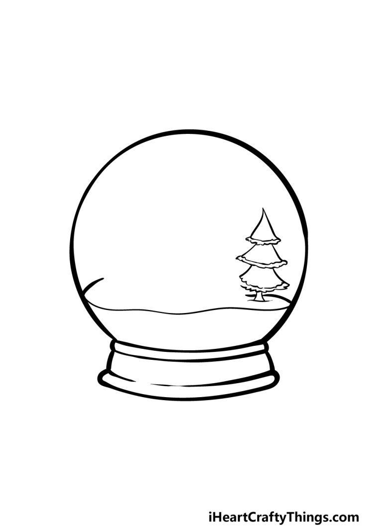 Snow Globe Drawing - How To Draw A Snow Globe Step By Step