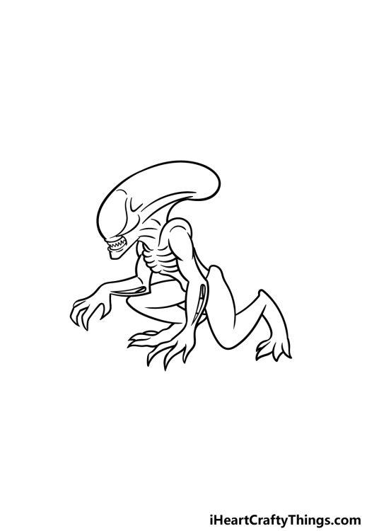 Xenomorph Drawing - How To Draw A Xenomorph Step By Step