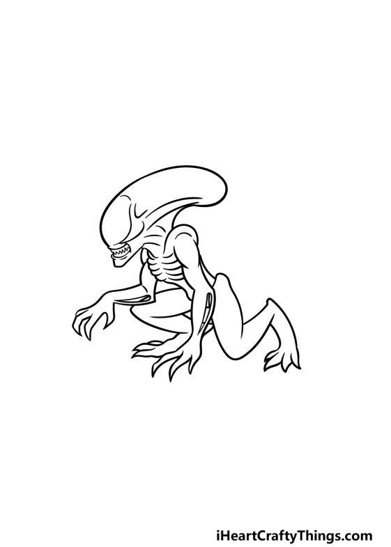 Xenomorph Drawing - How To Draw A Xenomorph Step By Step