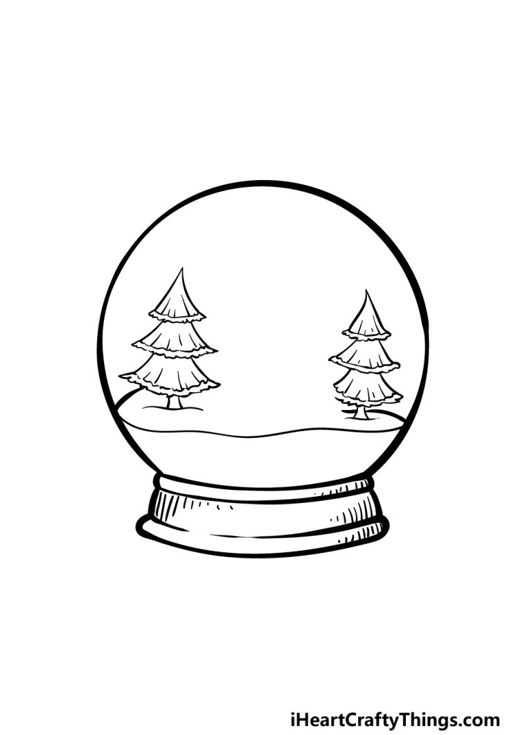 Snow Globe Drawing - How To Draw A Snow Globe Step By Step