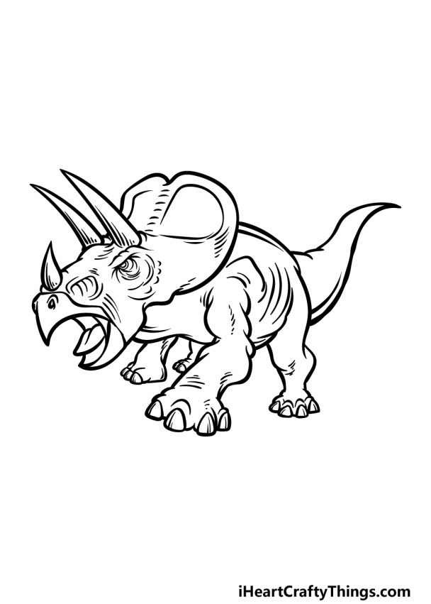Triceratops Drawing - How To Draw A Triceratops Step By Step!