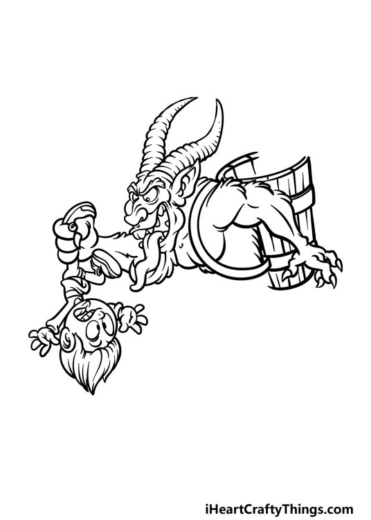 Krampus Drawing - How To Draw Krampus Step By Step