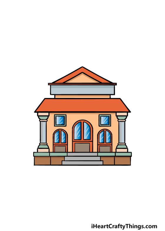 Library Drawing - How To Draw A Library Step By Step