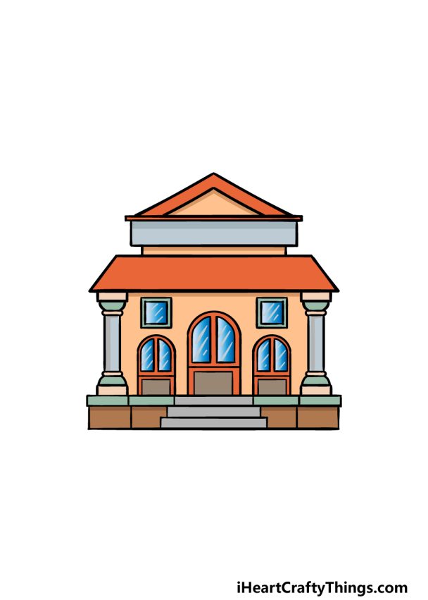 Library Drawing - How To Draw A Library Step By Step