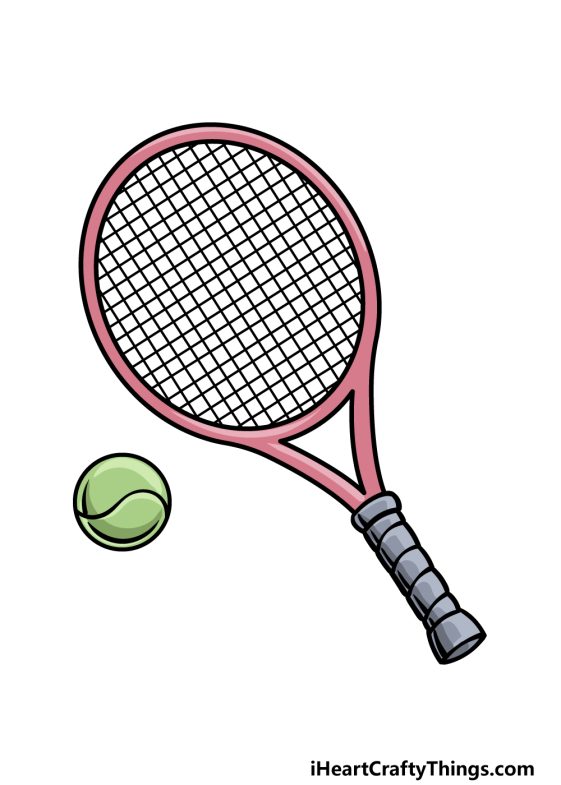 Tennis Racket Drawing - How To Draw A Tennis Racket Step By Step