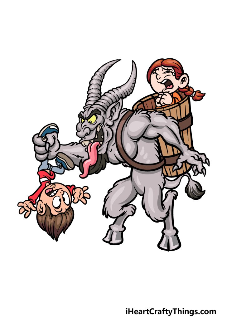 Krampus Drawing - How To Draw Krampus Step By Step