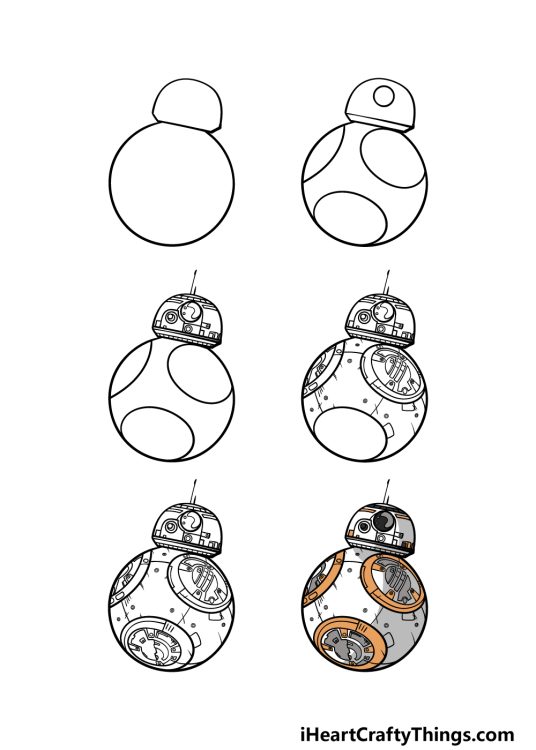 BB8 Drawing - How To Draw BB8 Step By Step