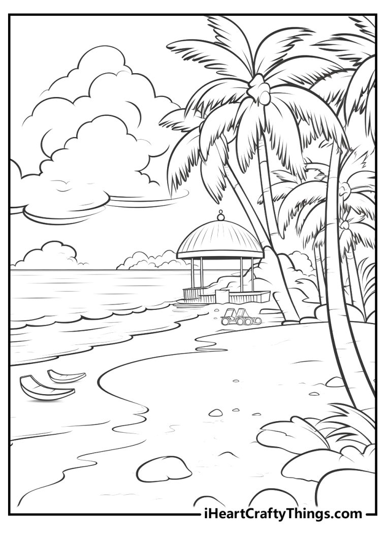 25 Beach Coloring Pages (Free, Detailed PDF Printables)