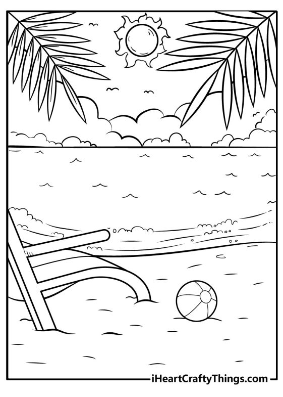 25 Beach Coloring Pages (Free, Detailed PDF Printables)