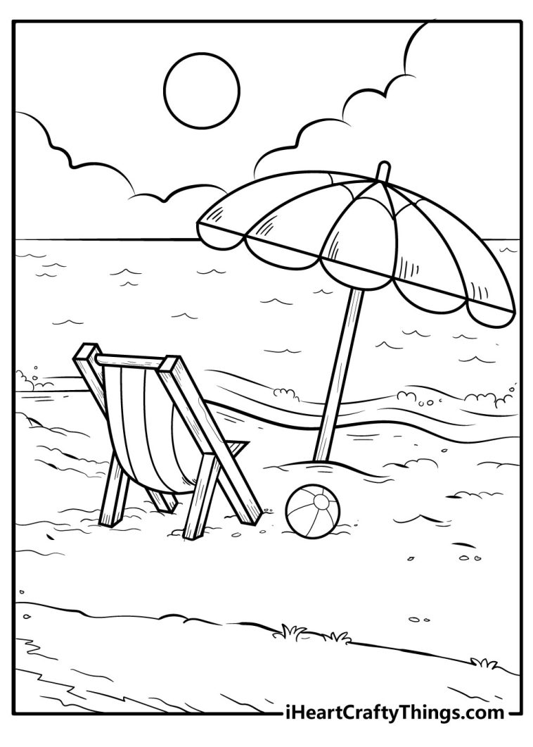 25 Beach Coloring Pages (Free, Detailed PDF Printables)