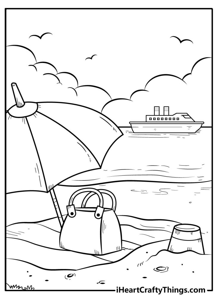 25 Beach Coloring Pages (Free, Detailed PDF Printables)
