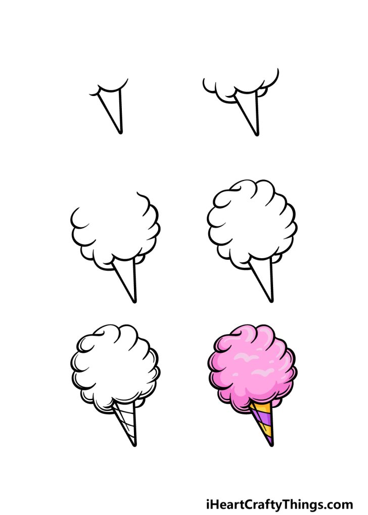 Cotton Candy Drawing - How To Draw Cotton Candy Step By Step