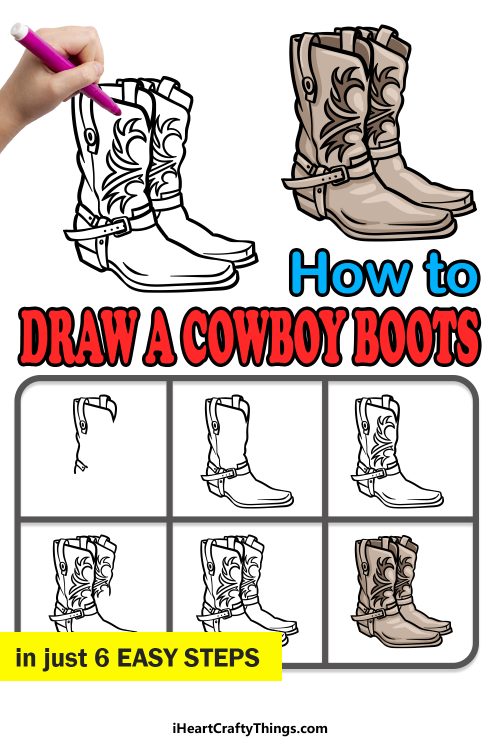 Cowboy Boots Drawing - How To Draw Cowboy Boots Step By Step
