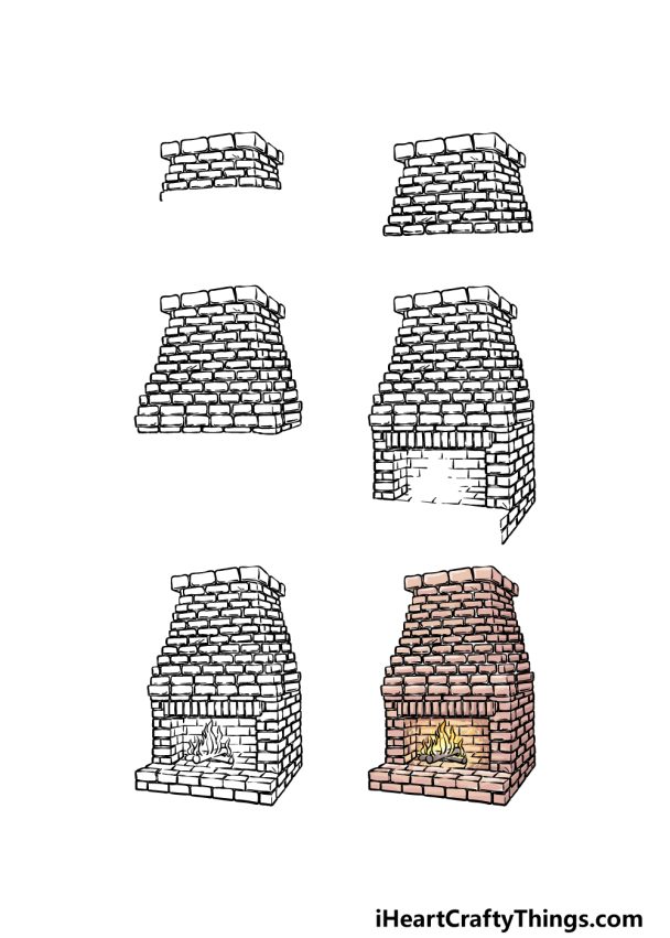 Fireplace Drawing - How To Draw A Fireplace Step By Step