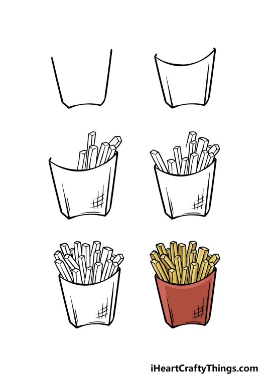 French Fries Drawing - How To Draw French Fries Step By Step