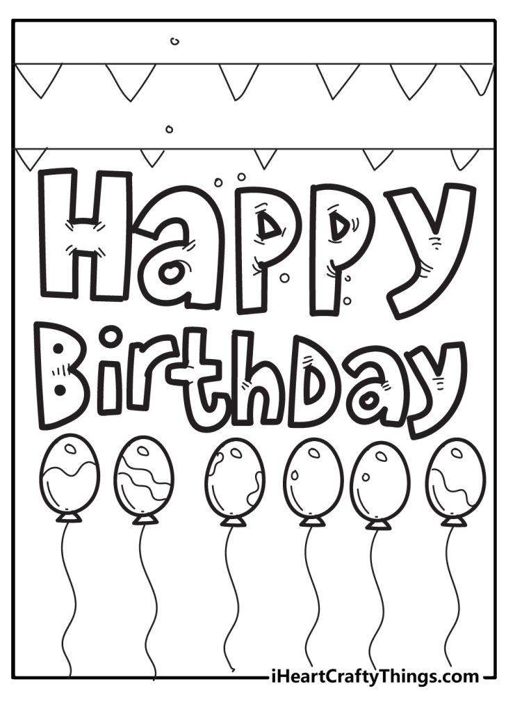56 Happy Birthday Coloring Pages & Cards (100% Free)