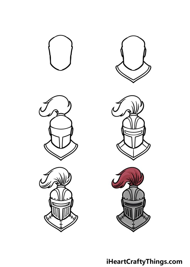 Knights Helmet Drawing - How To Draw A Knight’s Helmet Step By Step