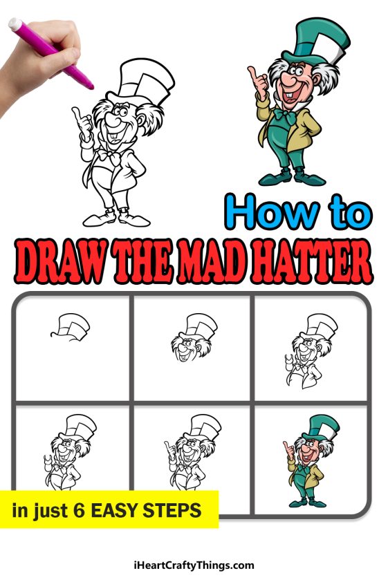 Mad Hatter Drawing - How To Draw The Mad Hatter Step By Step