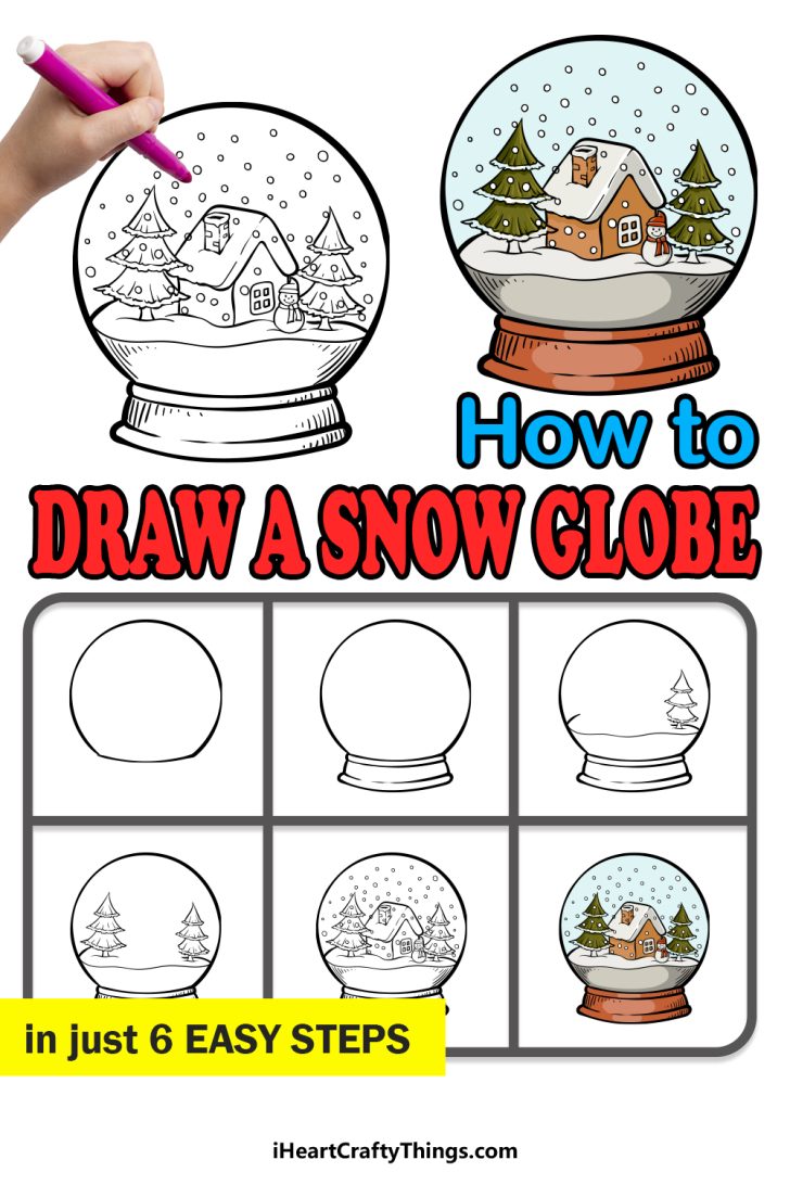 Snow Globe Drawing - How To Draw A Snow Globe Step By Step