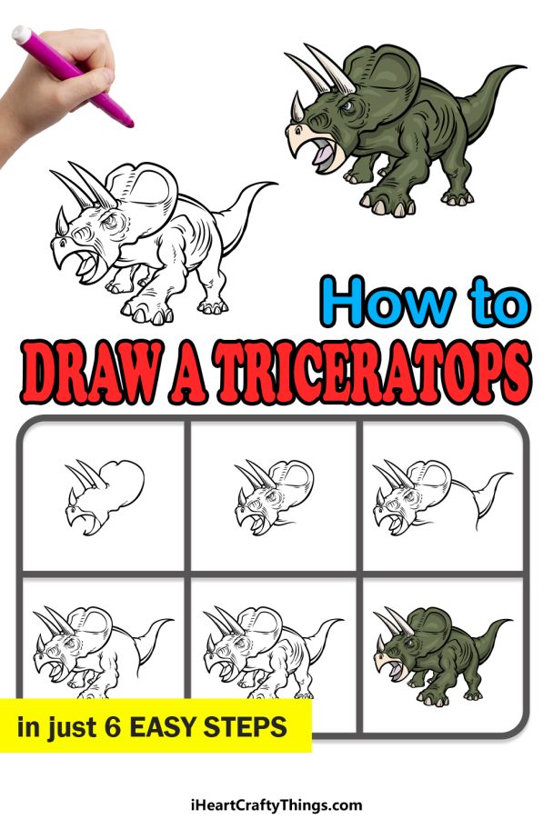 Triceratops Drawing - How To Draw A Triceratops Step By Step!