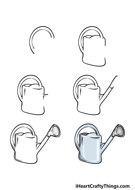 Watering Can Drawing - How To Draw A Watering Can Step By Step