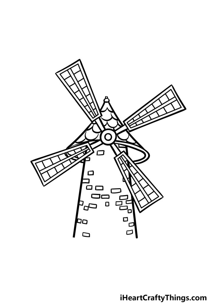 Windmill Drawing - How To Draw A Windmill Step By Step