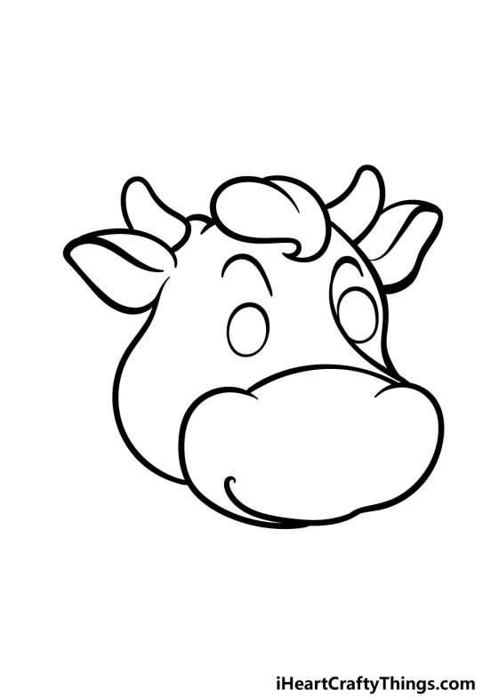 Cow's Face Drawing - How To Draw A Cow’s Face Step By Step