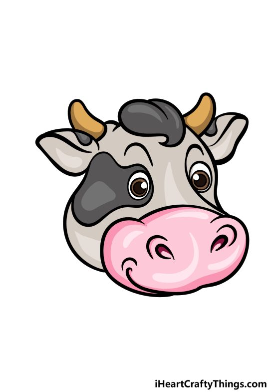 Cow's Face Drawing - How To Draw A Cow’s Face Step By Step