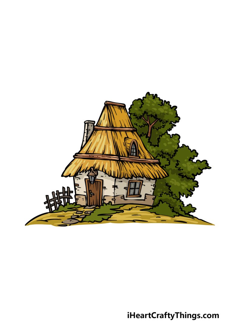 Cottage Drawing - How To Draw A Cottage Step By Step