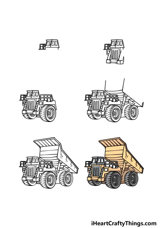 Dump Truck Drawing - How To Draw A Dump Truck Step By Step