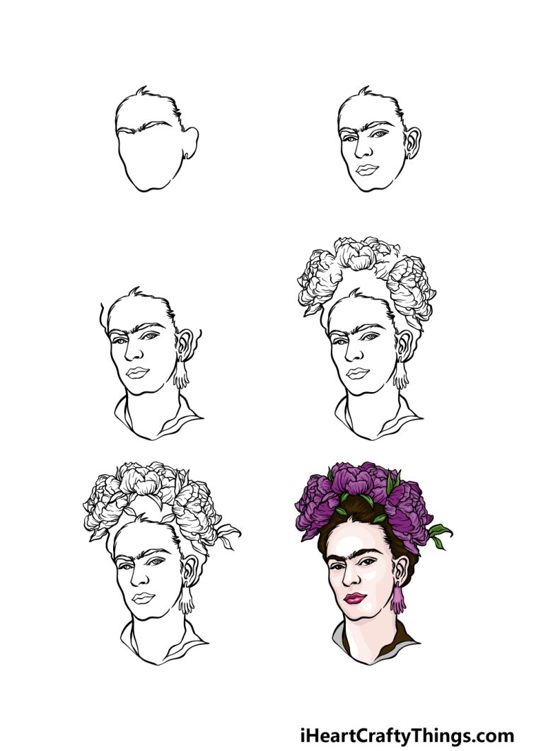 Frida Kahlo Drawing - How To Draw Frida Kahlo Step By Step