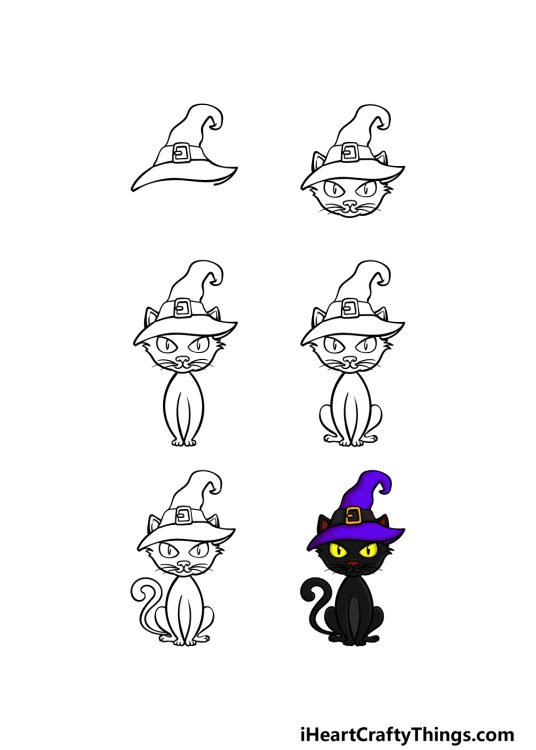 Halloween Cat Drawing - How To Draw A Halloween Cat Step By Step