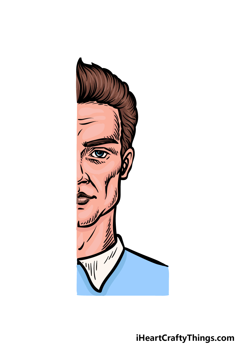 Half Face Drawing - How To Draw A Half Face Step By Step