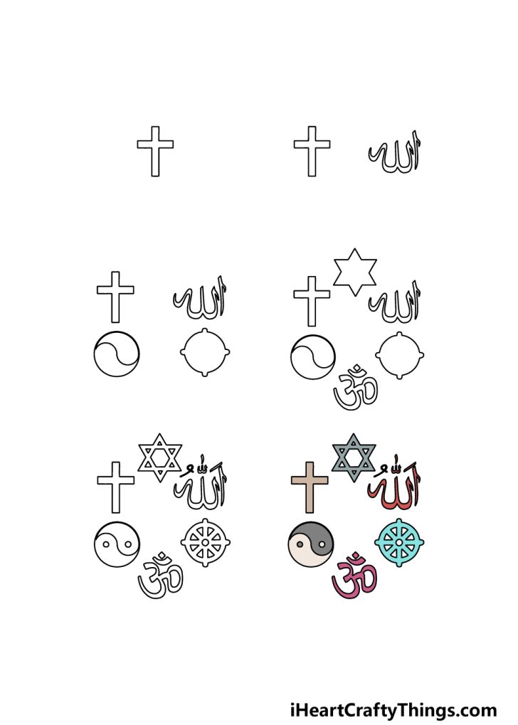 Religious Symbols Drawing - How To Draw Religious Symbols Step By Step