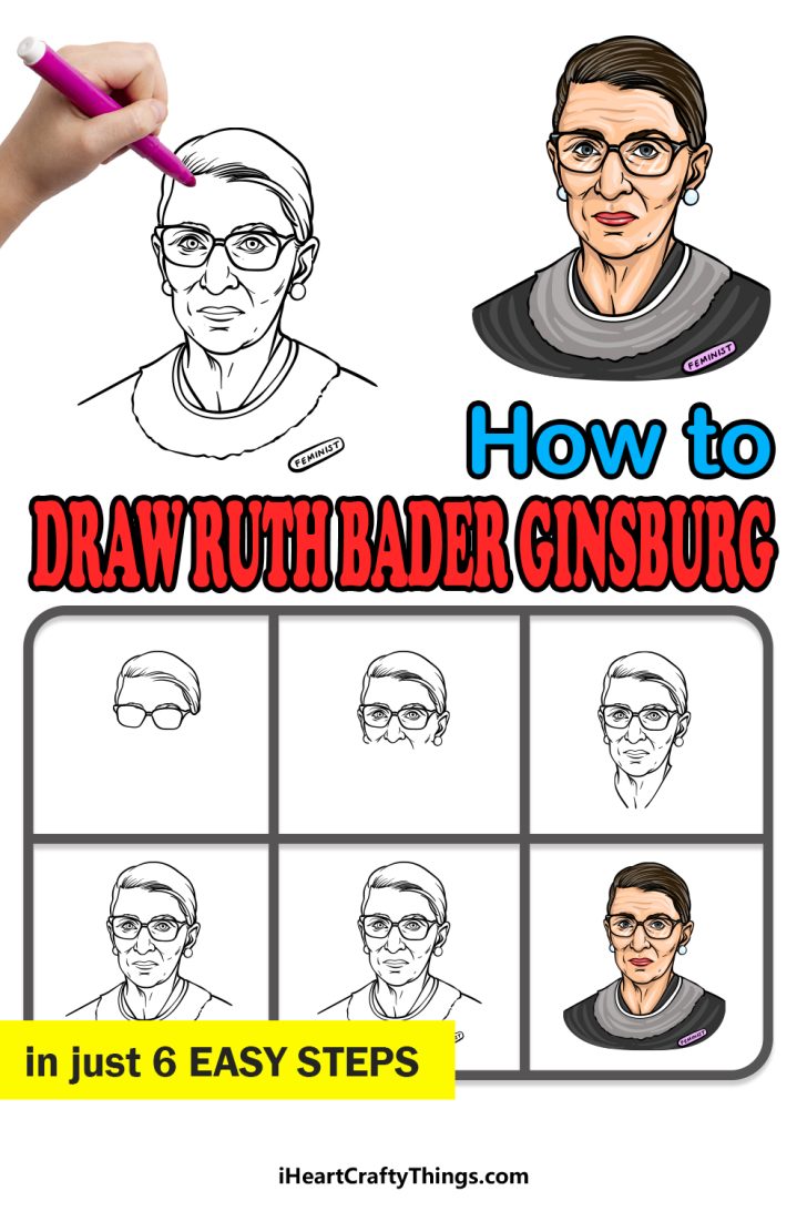 Ruth Bader Ginsberg Drawing - How To Draw Ruth Bader Ginsberg Step By Step