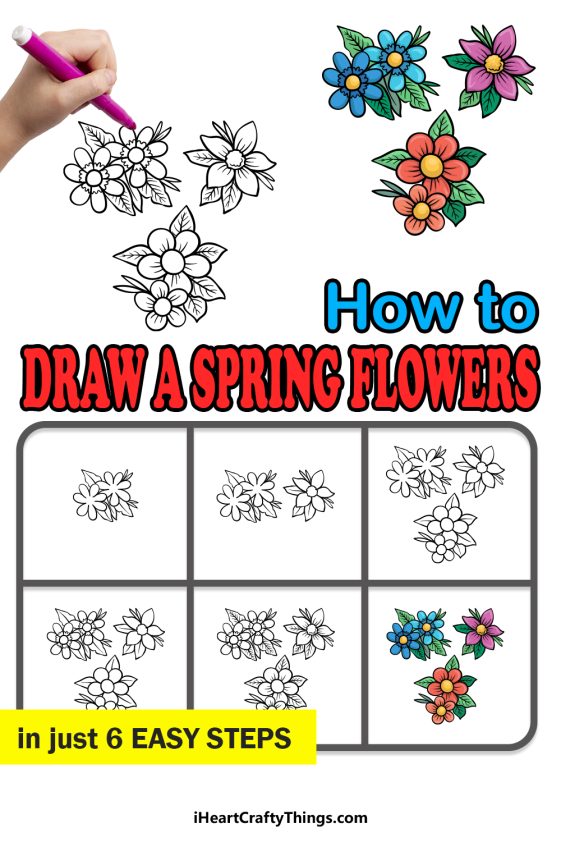 Spring Flowers Drawing - How To Draw Spring Flowers Step By Step