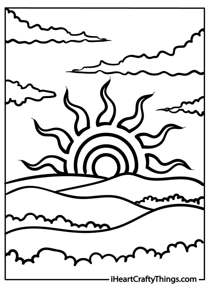Sunset Coloring Pages (25 Free Printables)