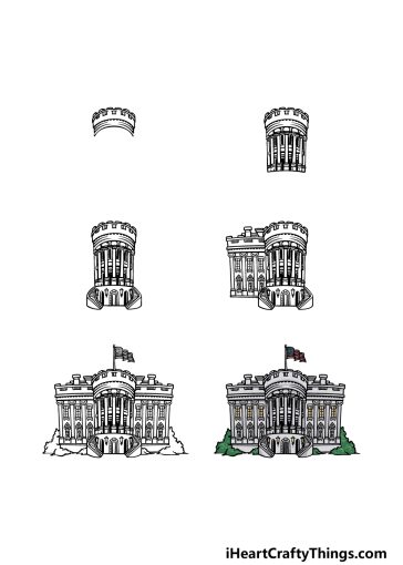 White House Drawing - How To Draw The White House Step By Step
