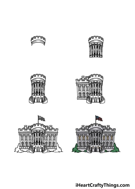 White House Drawing - How To Draw The White House Step By Step
