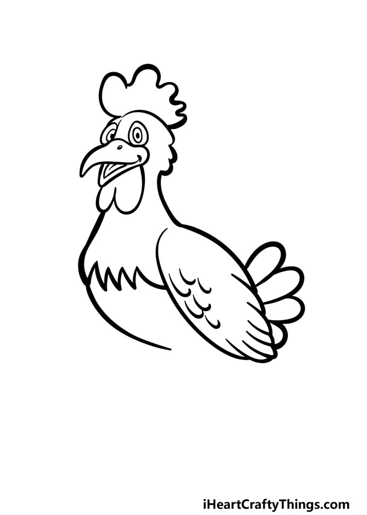 Cartoon Chicken Drawing - How To Draw A Cartoon Chicken Step By Step