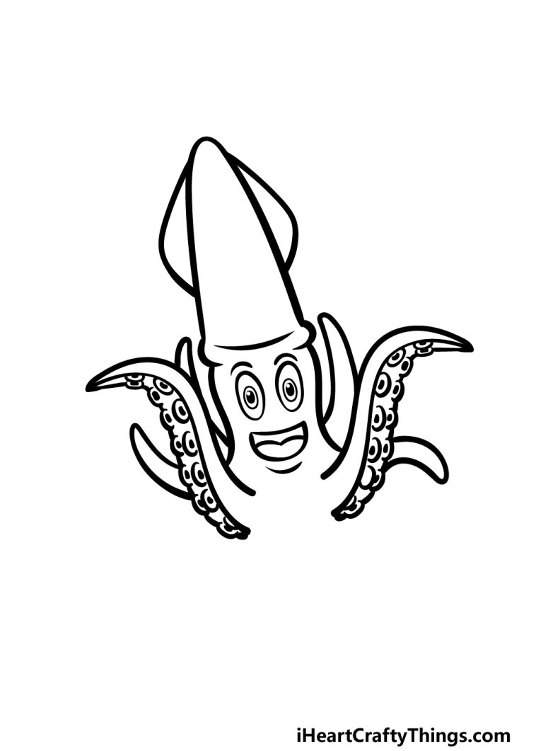 Cartoon Squid Drawing - How To Draw A Cartoon Squid Step By Step