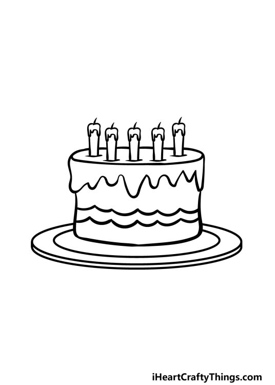 Cartoon Cake Drawing - How To Draw A Cartoon Cake Step By Step