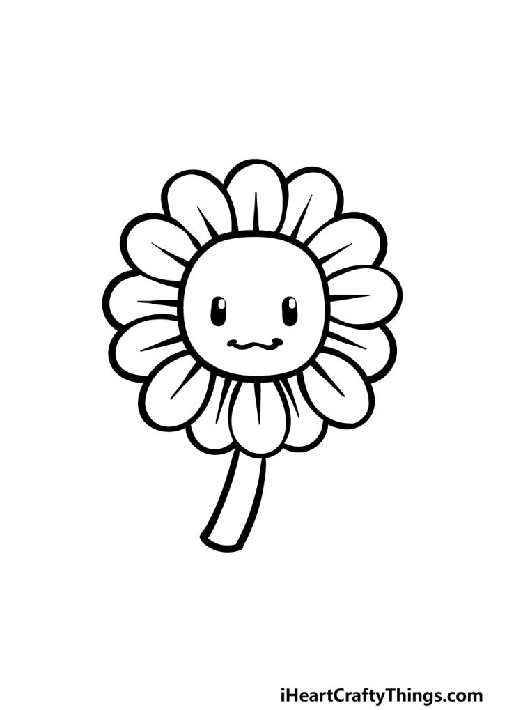 Cartoon Sunflower Drawing - How To Draw A Cartoon Sunflower Step By Step!