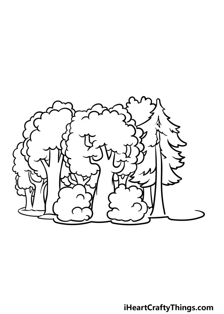 Cartoon Forest Drawing - How To Draw A Cartoon Forest Step By Step