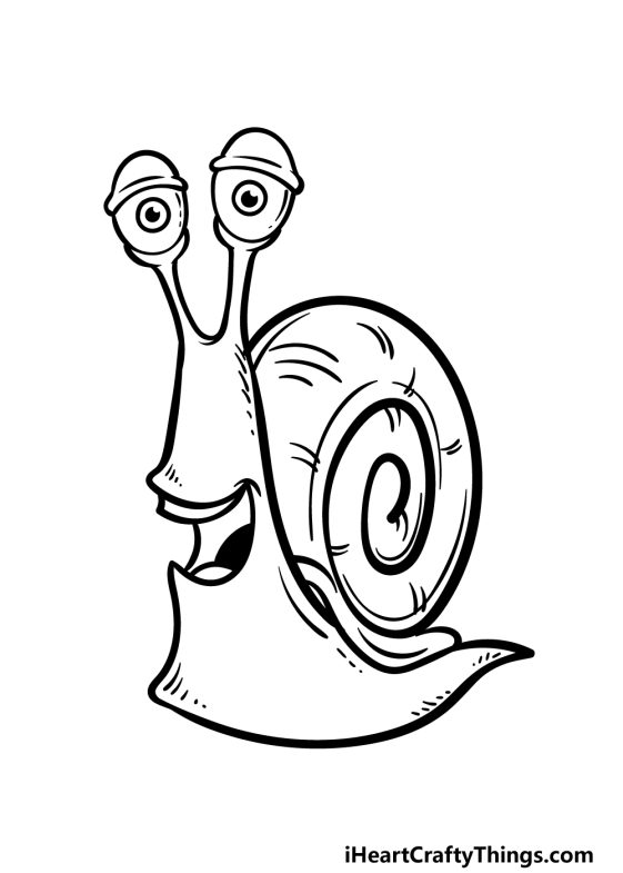 Cartoon Snail Drawing - How To Draw A Cartoon Snail Step By Step