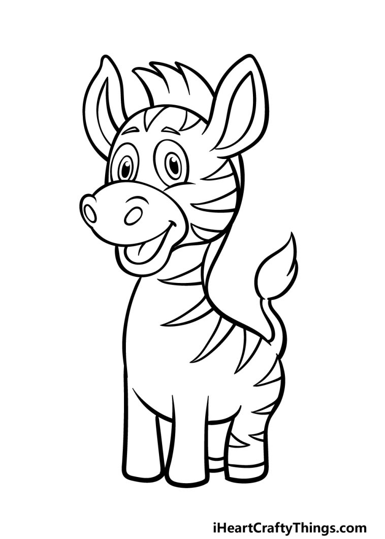 Cartoon Zebra Drawing - How To Draw A Cartoon Zebra Step By Step!